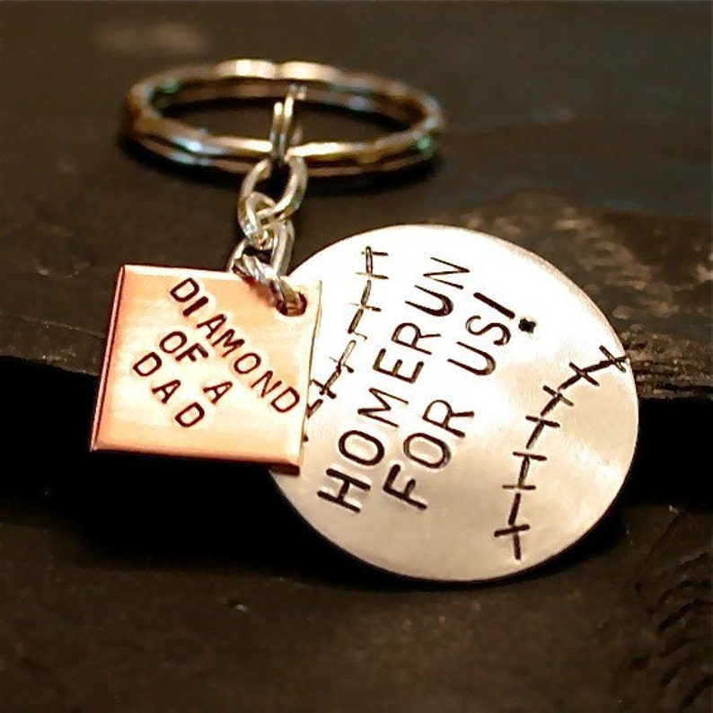 Diamond Of A Dad Baseball Keychain Etsy
