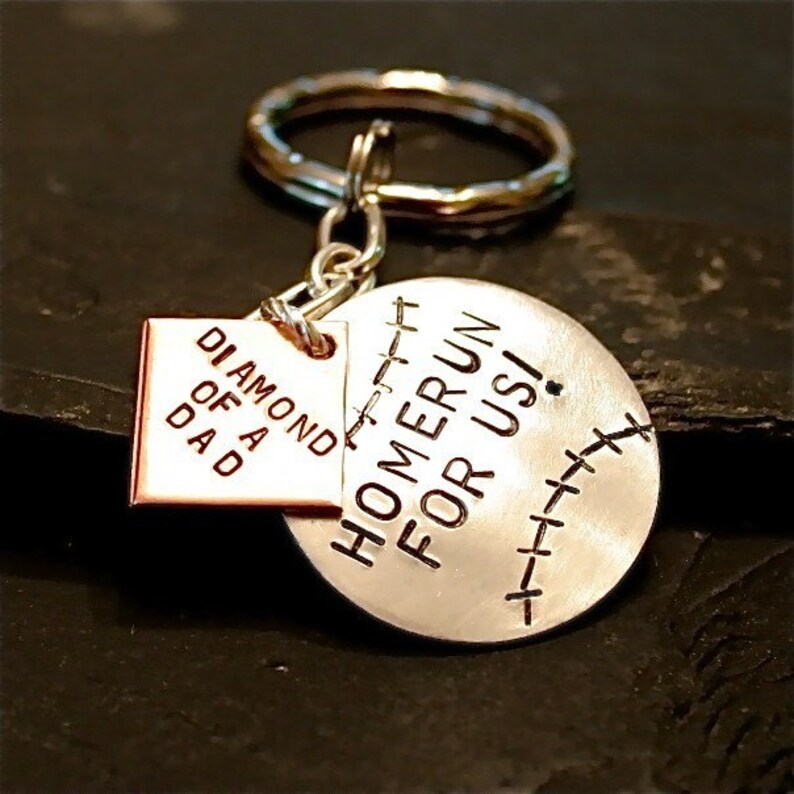 Diamond Of A Dad Baseball Keychain Etsy