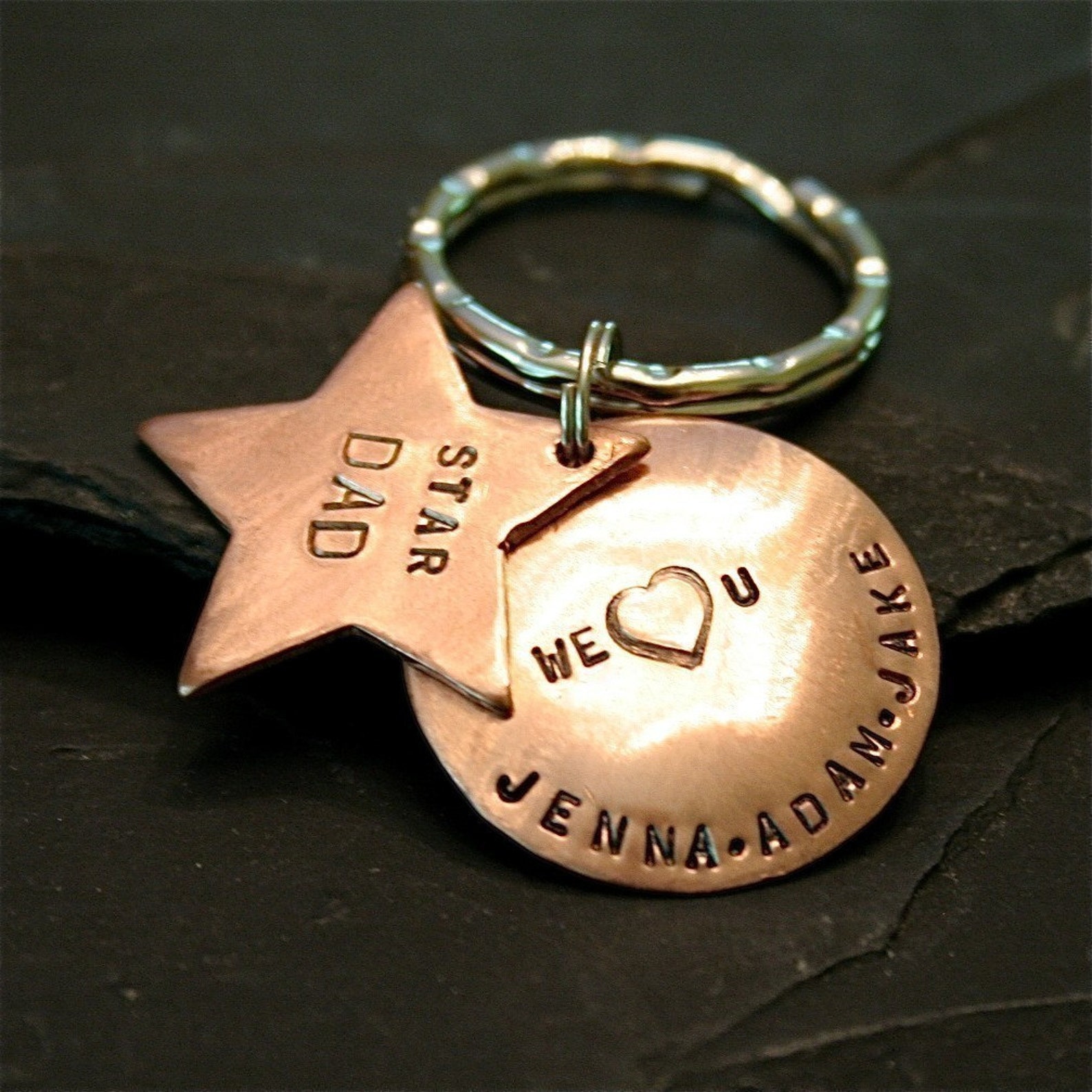 Star Dad/grandpa/uncle Copper Keychain - Etsy