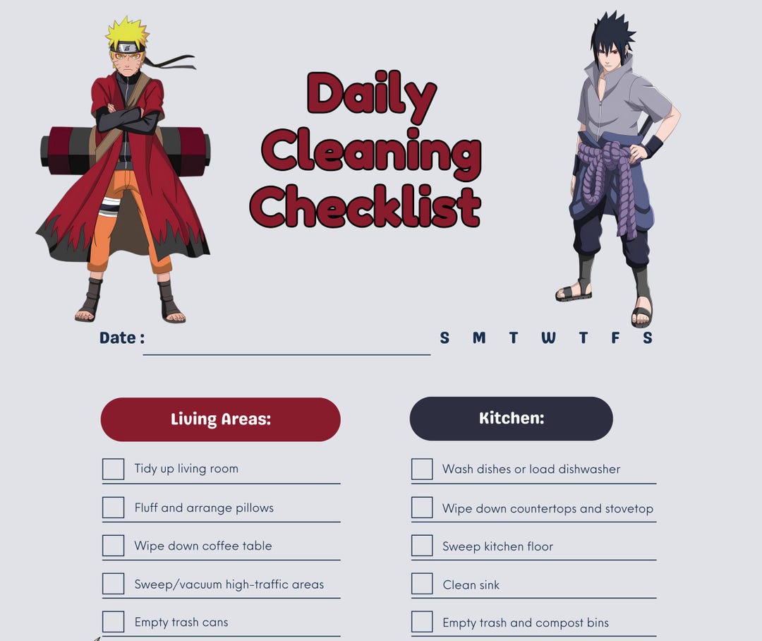 Naruto-themed Cleaning Checklist | Printable and Digital Chore Chart ...
