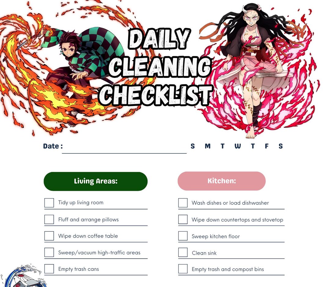 Demon Slayer Cleaning Checklist | Printable & Digital Chore Chart ...