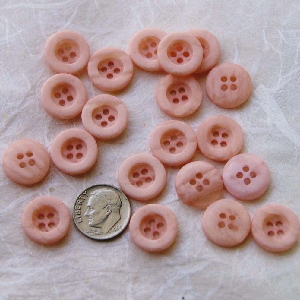 20 Pink Buttons, 9/16", 4 Hole, Two Tone Matching Pink Buttons (SB 495 ...