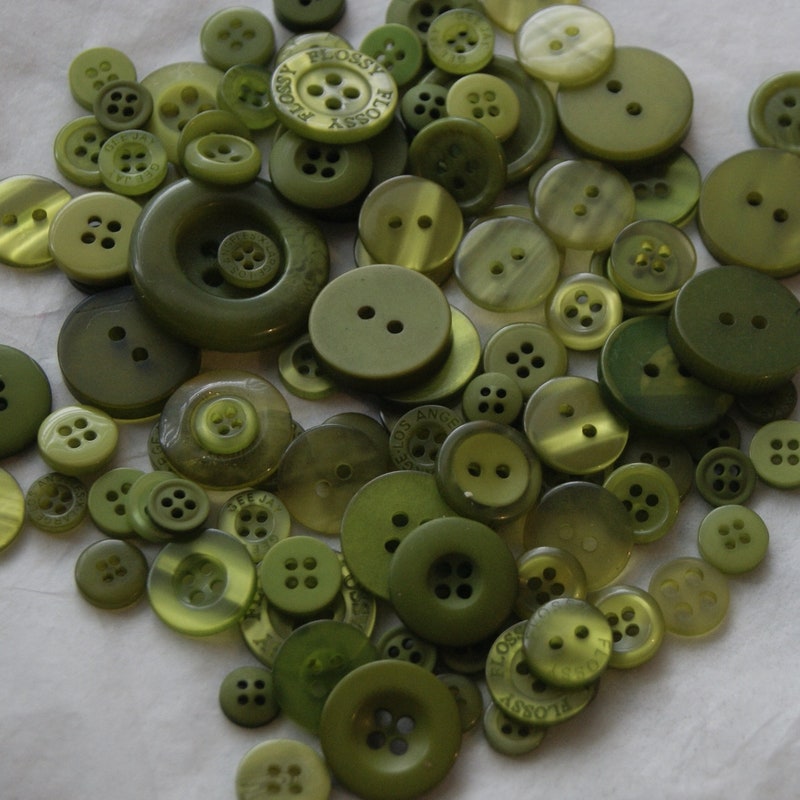 Green Buttons Mixed - Etsy