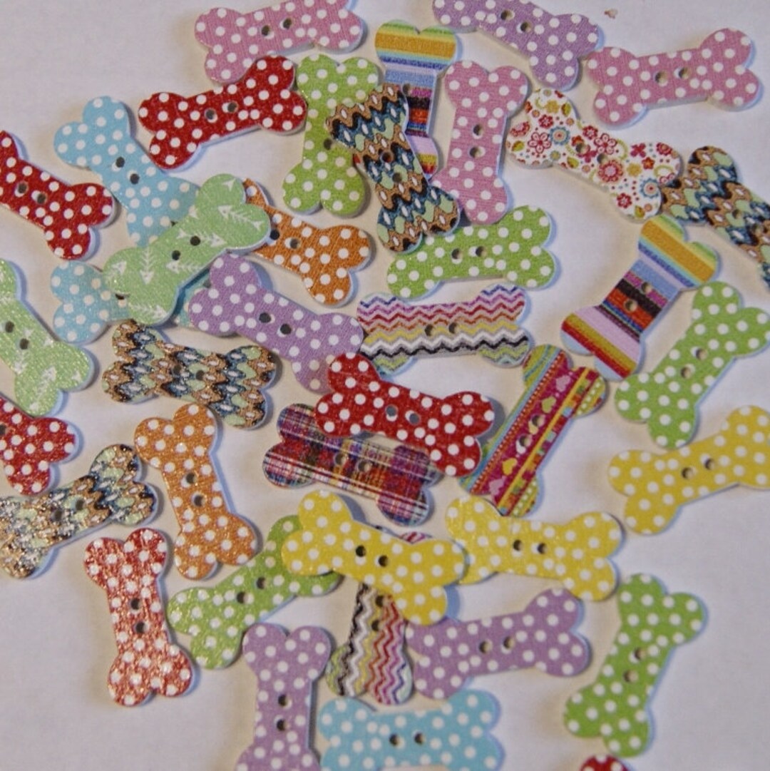 10 Dog Bone Buttons Wood Button Dog Bones 2 Hole W 57 - Etsy