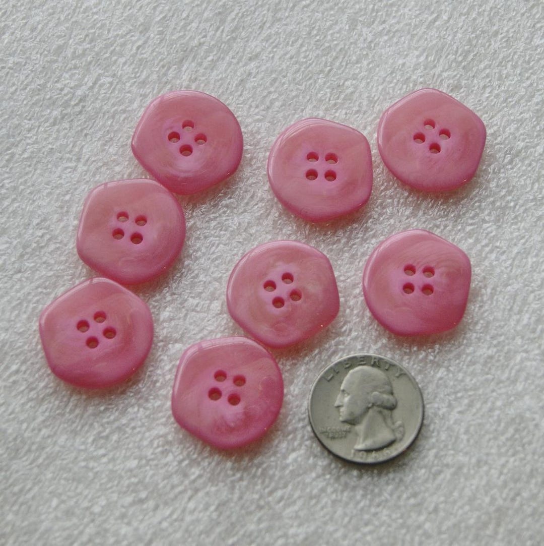 8 Pink Buttons, Matching Buttons, 1", 4 Hole Sewing Buttons, Sewing ...
