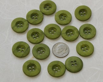 15 Green Buttons 3/4", Avocado, Olive Green, 4 Hole Matching Buttons ...