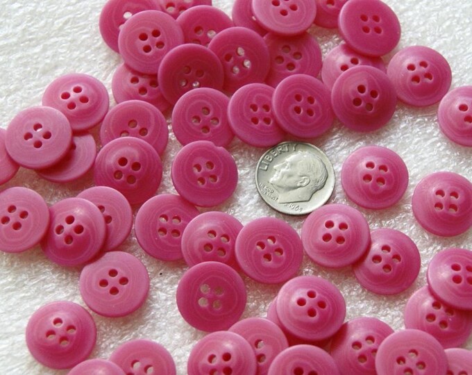 25 Buttons 5/8" Hot Pink Buttons, 4 Hole Sewing, Jewelry Create (SB 928 ...