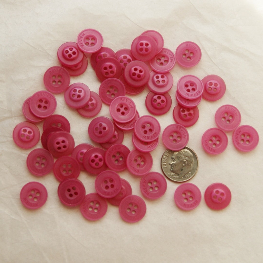 50 Matching Pink Buttons, Deep Bright Pink, Sewing, Crafting, Jewelry ...