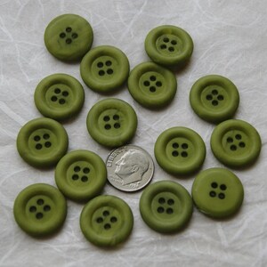 15 Green Buttons 3/4", Avocado, Olive Green, 4 Hole Matching Buttons ...