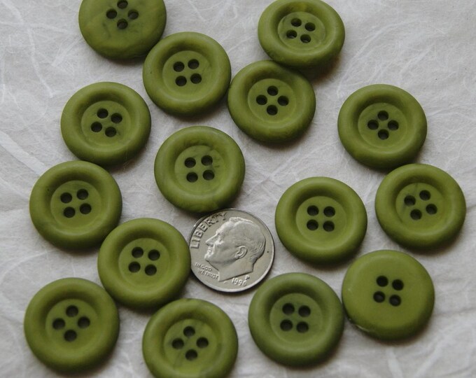 15 Green Buttons 3/4", Avocado, Olive Green, 4 Hole Matching Buttons ...