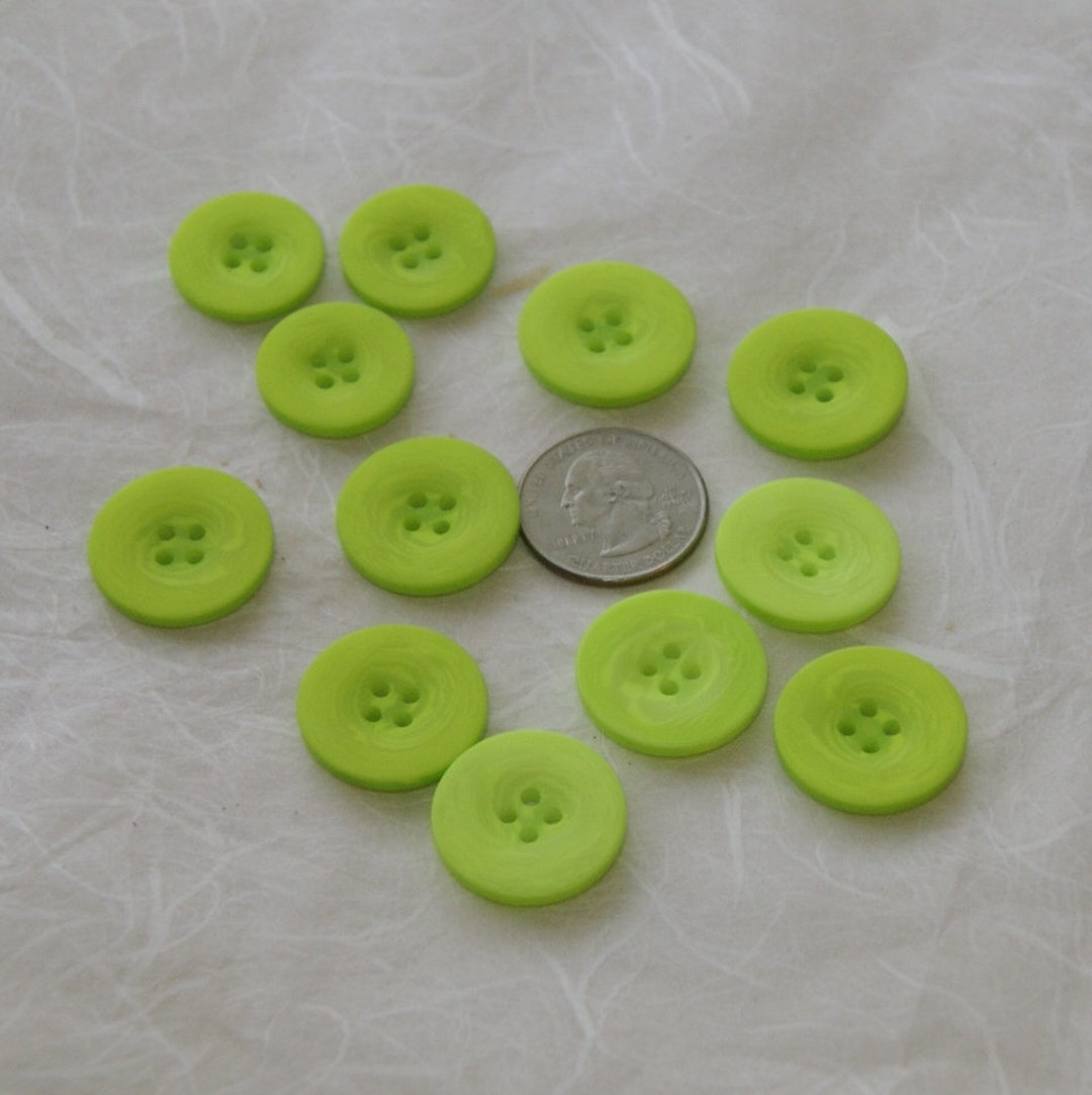 12 Buttons, 7/8", 13/16" Bright Lime Green Buttons, Sewing, Crafting ...