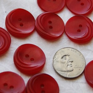 16 Red Buttons, 7/8 Bright Red Shiny Pearled Matching Buttons, Sewing ...