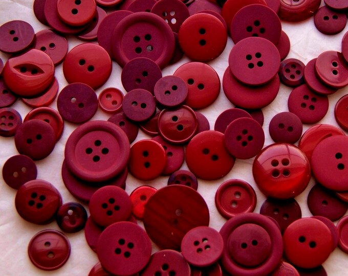 100 Cranberry Red Buttons, Wine Red, Burgundy, Crafting, Sewing ...