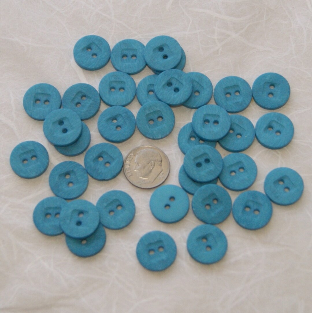 24 Blue Buttons, Teal, Turquoise Buttons, 9/16" Two Hole, Square ...