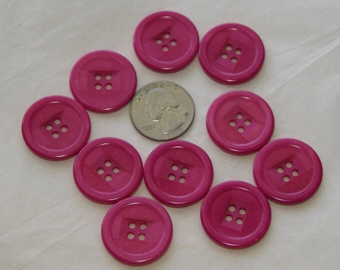 10 Large Pink Buttons, Hot Pink, 1", 4 Hole, Sewing, Crafting, Jewelry ...