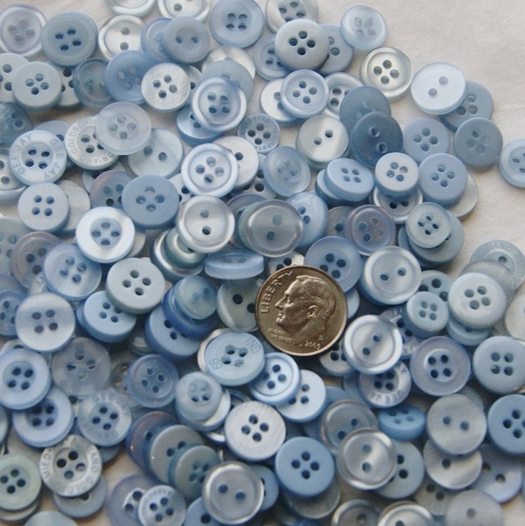200 Blue Buttons, Light Blue Buttons, Small Size Mix Grab Bag (1710 B ...