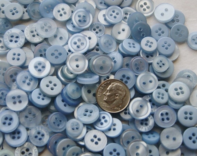 100 Blue Buttons, Light Blue Buttons, Small Size Mix Grab Bag (1710a ...