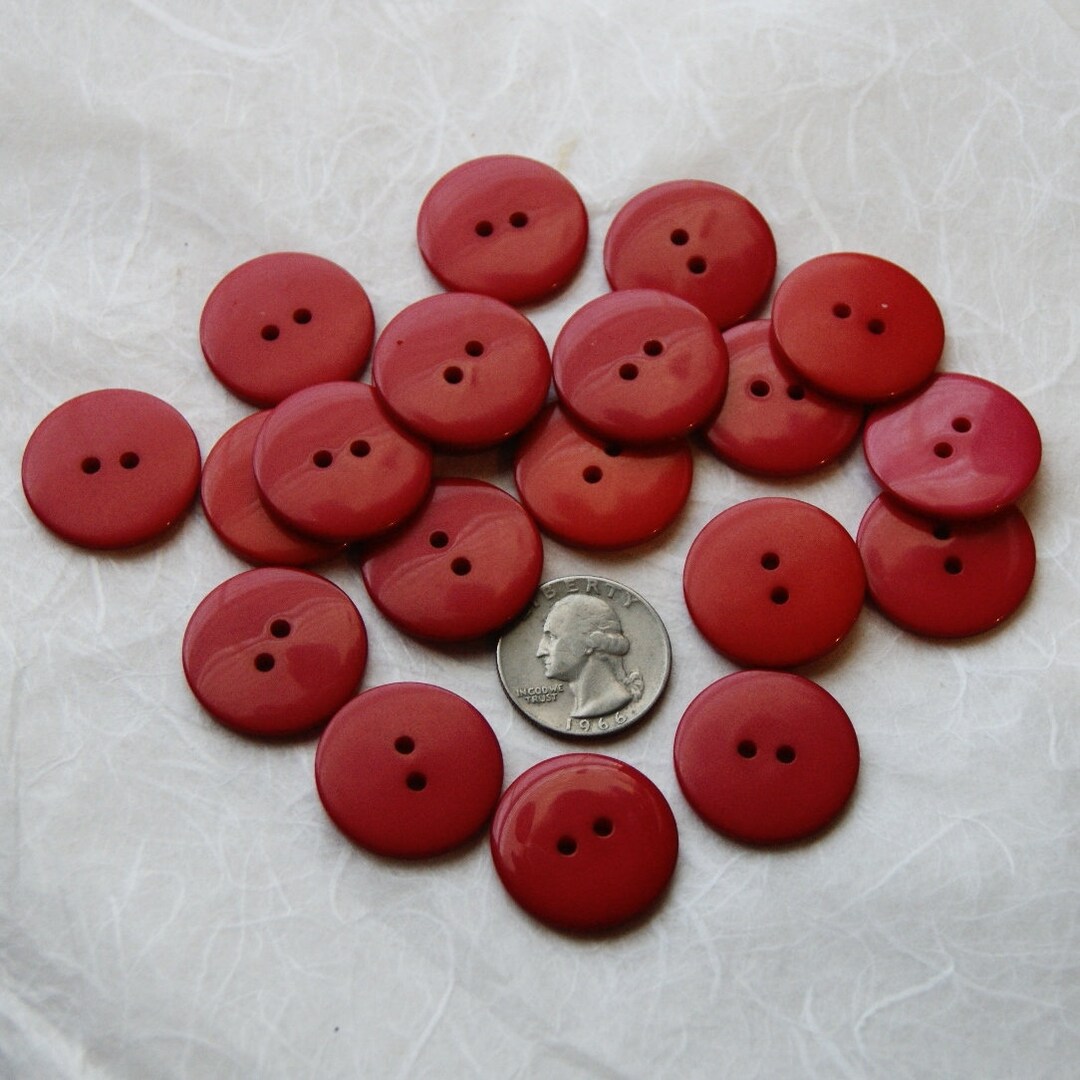 8 Red Buttons, 1" Red Buttons, Sewing Crafting, Jewelry, Collect (AB 87 ...