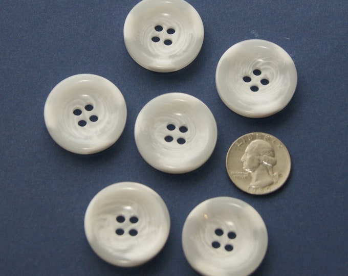 6 White Buttons, 1 1/4" Soft Swirl Pattern Matching Buttons, Sewing ...