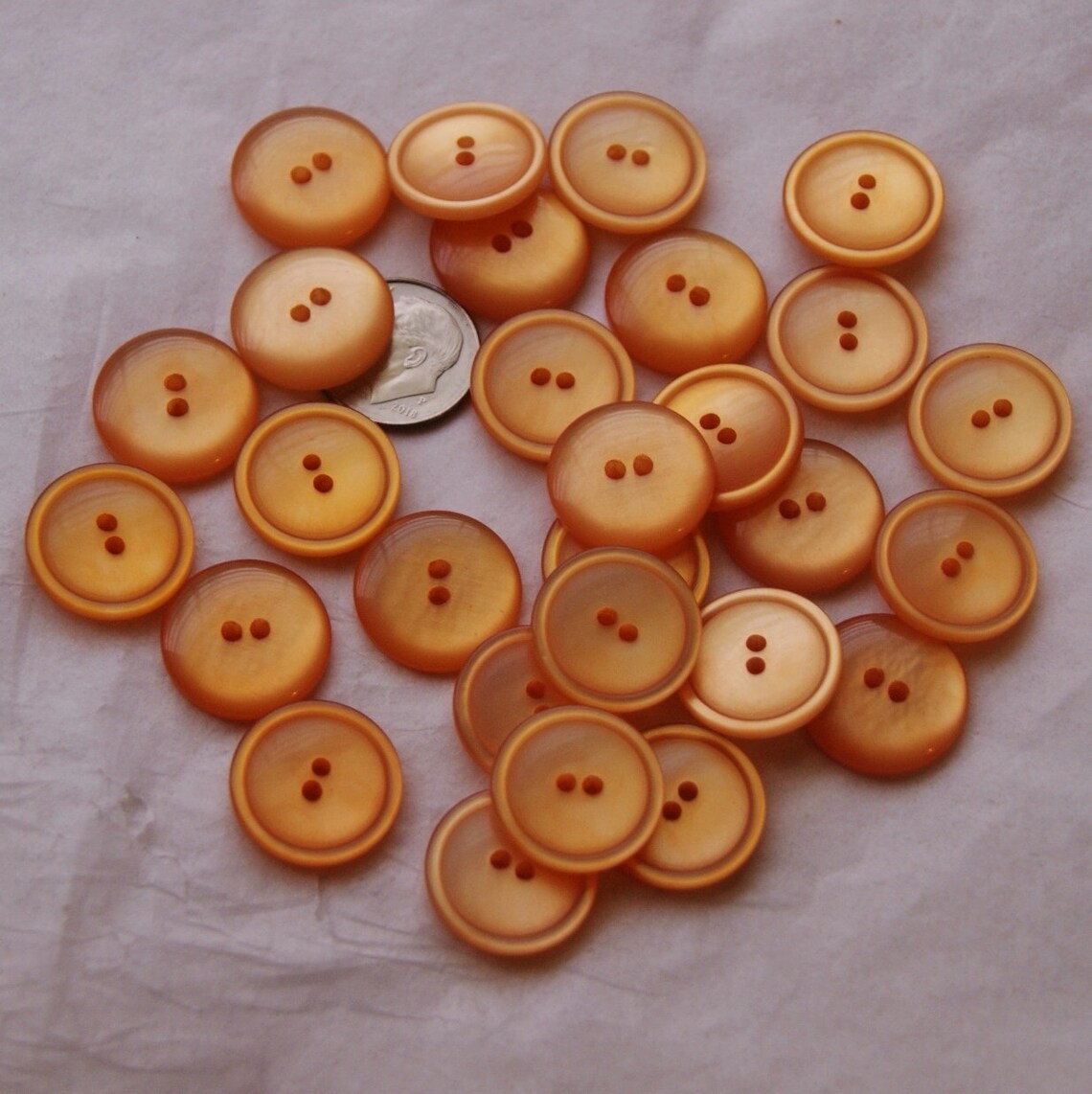 28 Orange Buttons Shiny Orange Buttons Two Hole Sew Through | Etsy