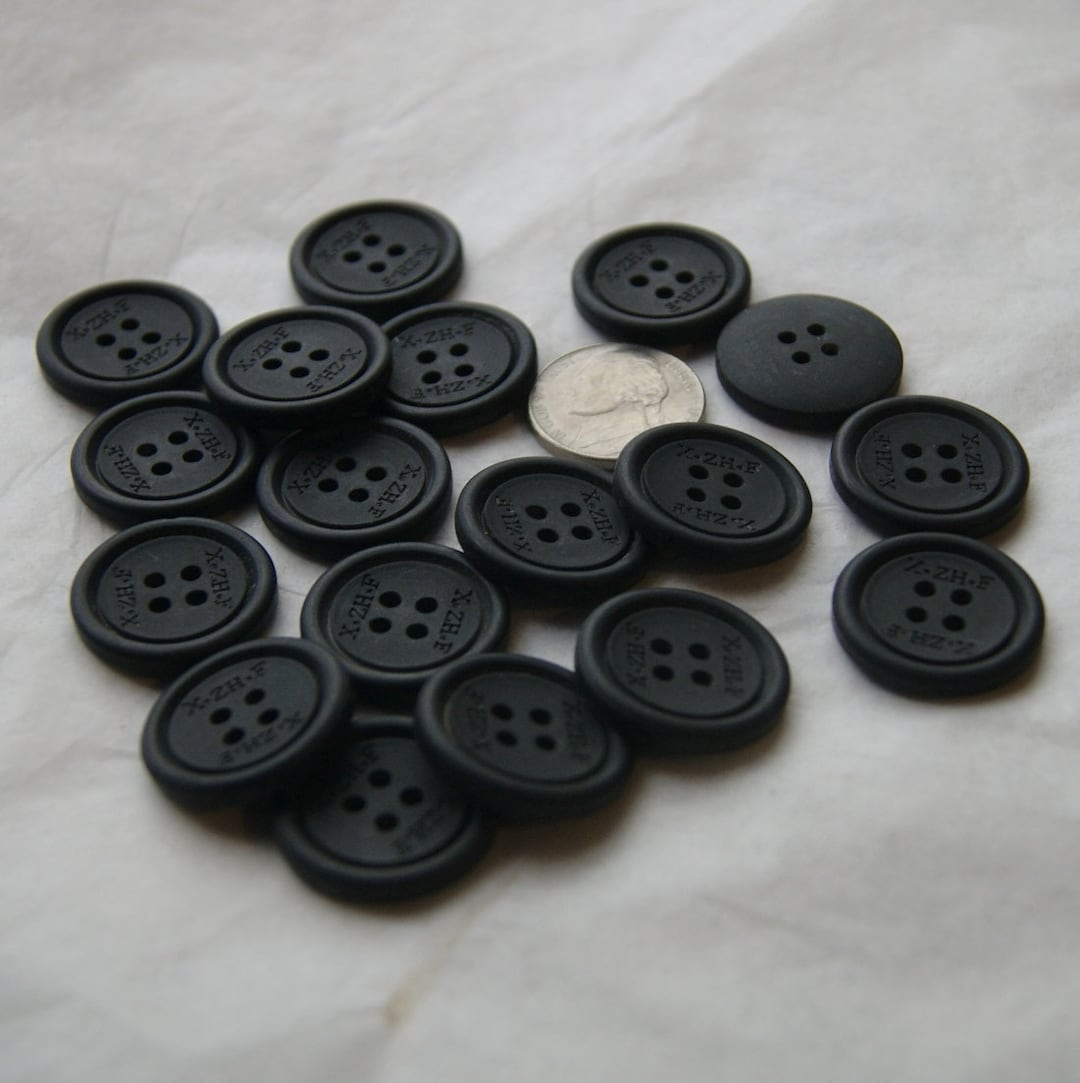 18 Black Buttons, Matte Black Buttons 7/8 , Dome Buttons Sewing Button ...