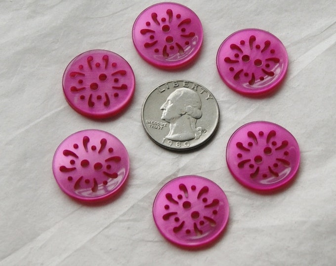 6 Pink Buttons, Hot Pink, 7/8", 2 Hole, Sewing, Crafting, Jewelry (ai ...