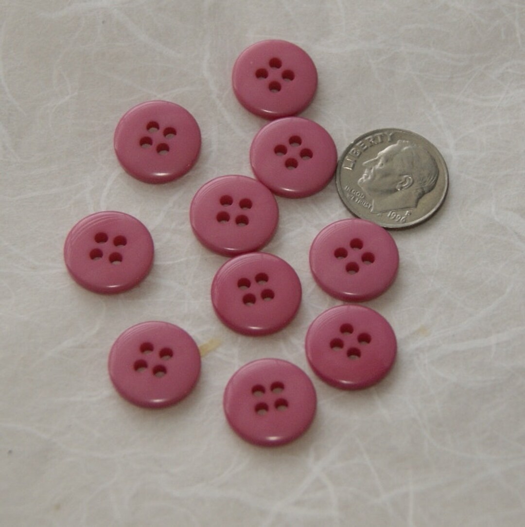 10 Pink Buttons, Matching Buttons, 9/16" Four Hole Sew Through (SB 320 ...