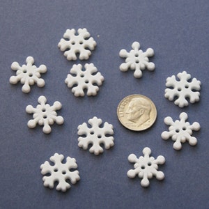 10 White Snowflake Buttons 2 Hole , Winter Christmas Buttons, 2 Styles ...
