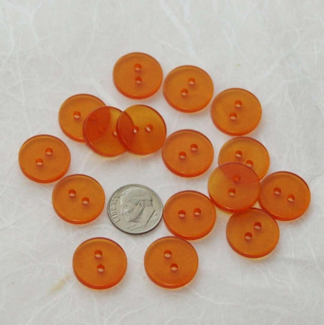 15 Buttons, Bright Orange Buttons Clear 11/16" Matching Buttons, 4 Hole ...