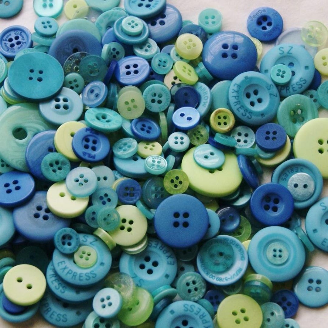 100 Buttons, Waterfall, Ocean Waves, Blues, Sea Greens Buttons ...