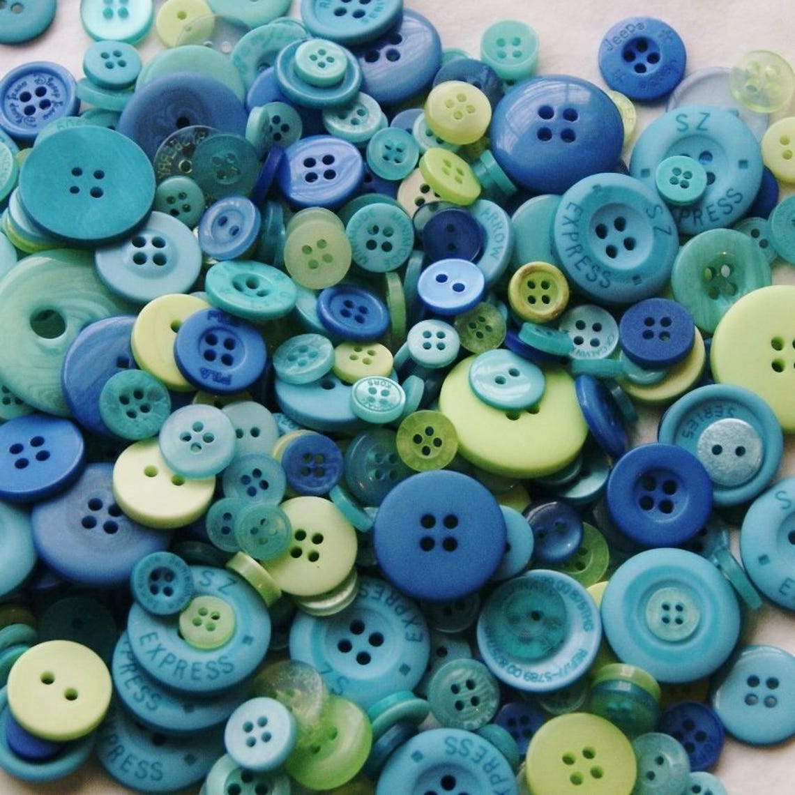 100 Buttons, Waterfall, Ocean Waves, Blues, Sea Greens Buttons ...