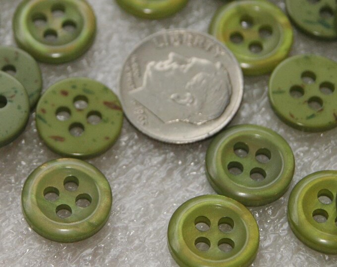30 Green Buttons, Olive Green, Shiny Iridized Pearled Buttons, 1/2", 4 ...