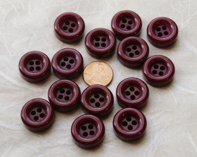 14 Buttons, Red Cranberry Buttons, Thick Buttons With Deep Center, 4 ...