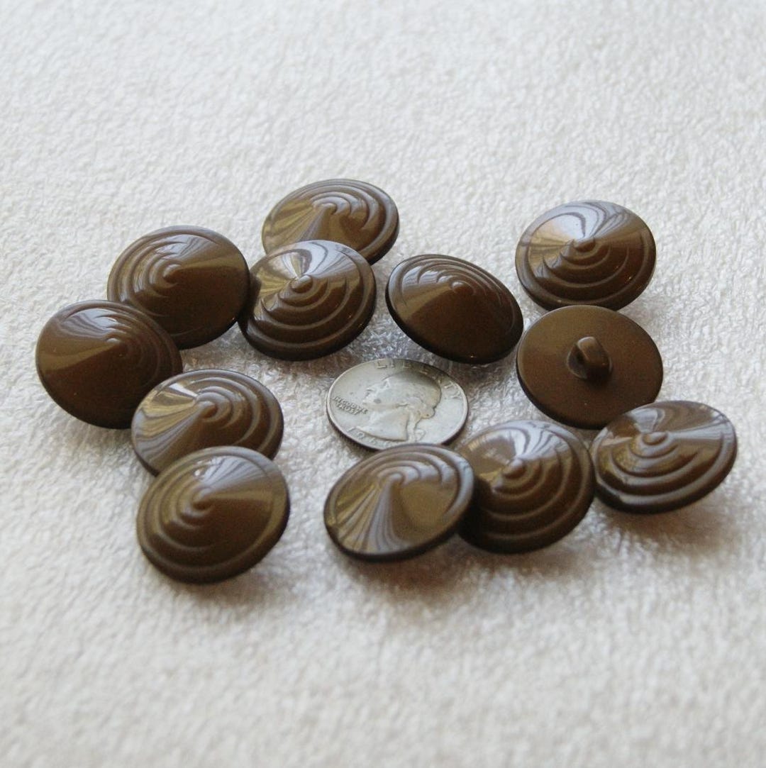 12 Brown Shank Buttons, Cone Shape Top Matching Buttons, Crafting ...