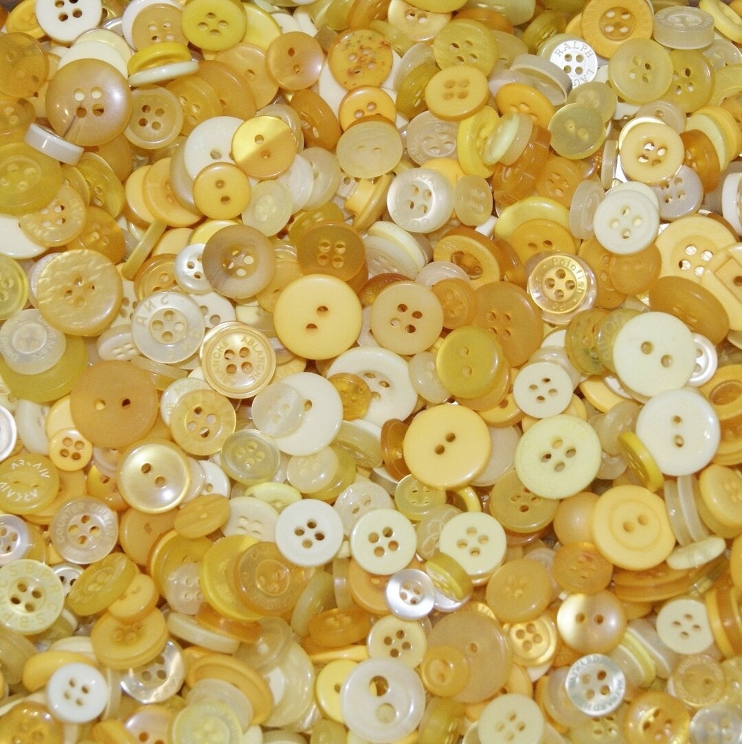 100 Yellow Buttons, Mixed Yellows , Small Buttons, Yellow Mix, Grab Bag ...
