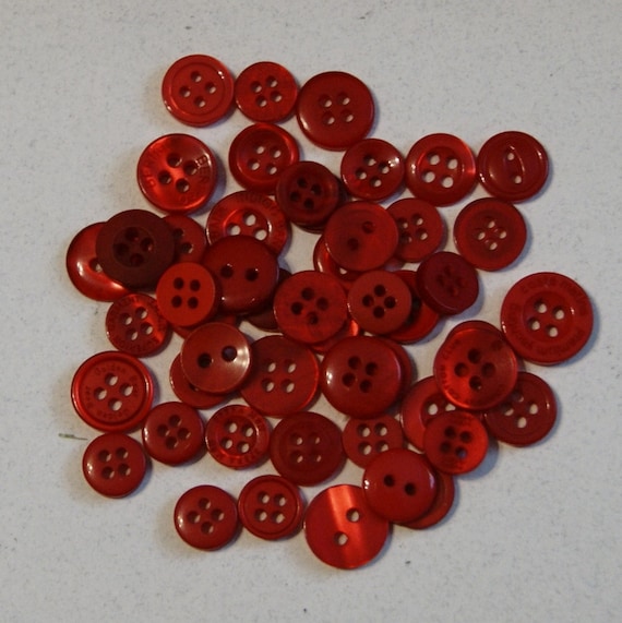 Red Buttons 50 Small Round Buttons Grab Bag Crafting Jewelry | Etsy