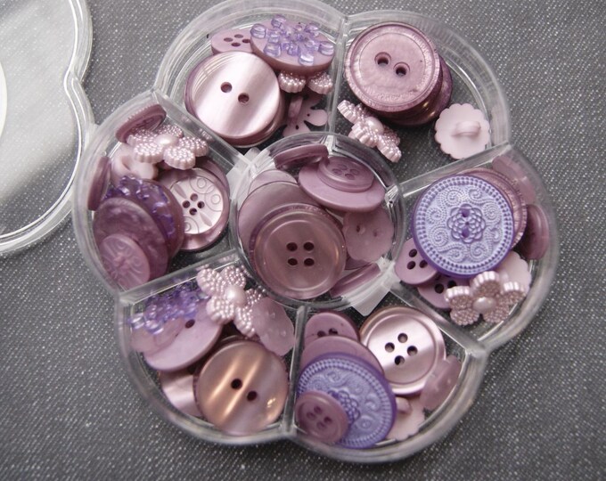 Frozen Lake Treasure Box by Buttons Galore, Lavender Purple Buttons, Craft Buttons, Shank ...