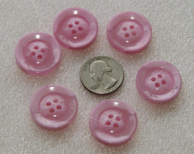 6 Pink Buttons 1" Buttons, Two Tone, 4 Hole, Crafting, Sewing, Jewelry ...