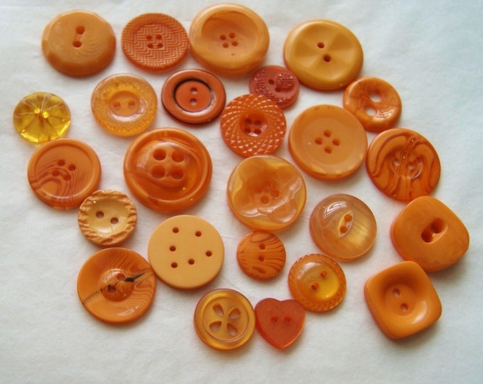 25 Orange Buttons, Orange Button Collection, Art, Crafting, Sewing ...