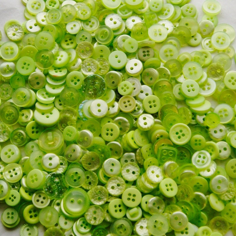 200 Buttons, Small Lime Green Button Mix, Spring Green Sewing, Crafting ...