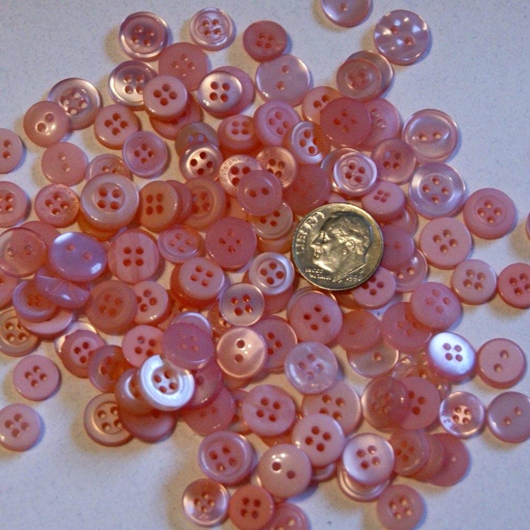 50 Pink Buttons Small Round Buttons, Baby Pink Grab Bag Crafting ...