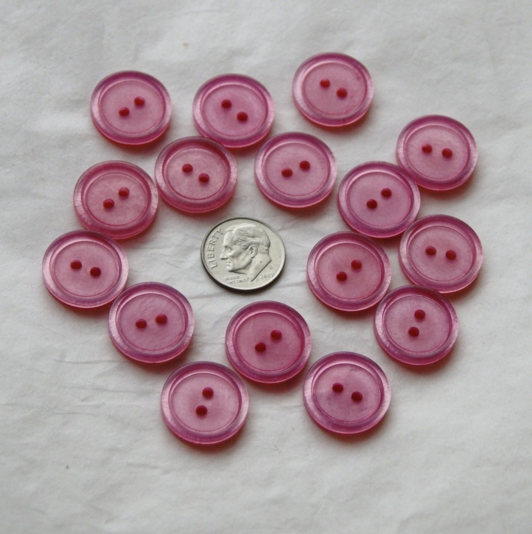15 Pink Buttons, 11/16 Matching Buttons, Shiny 24 Hole Sewing, Crafting ...
