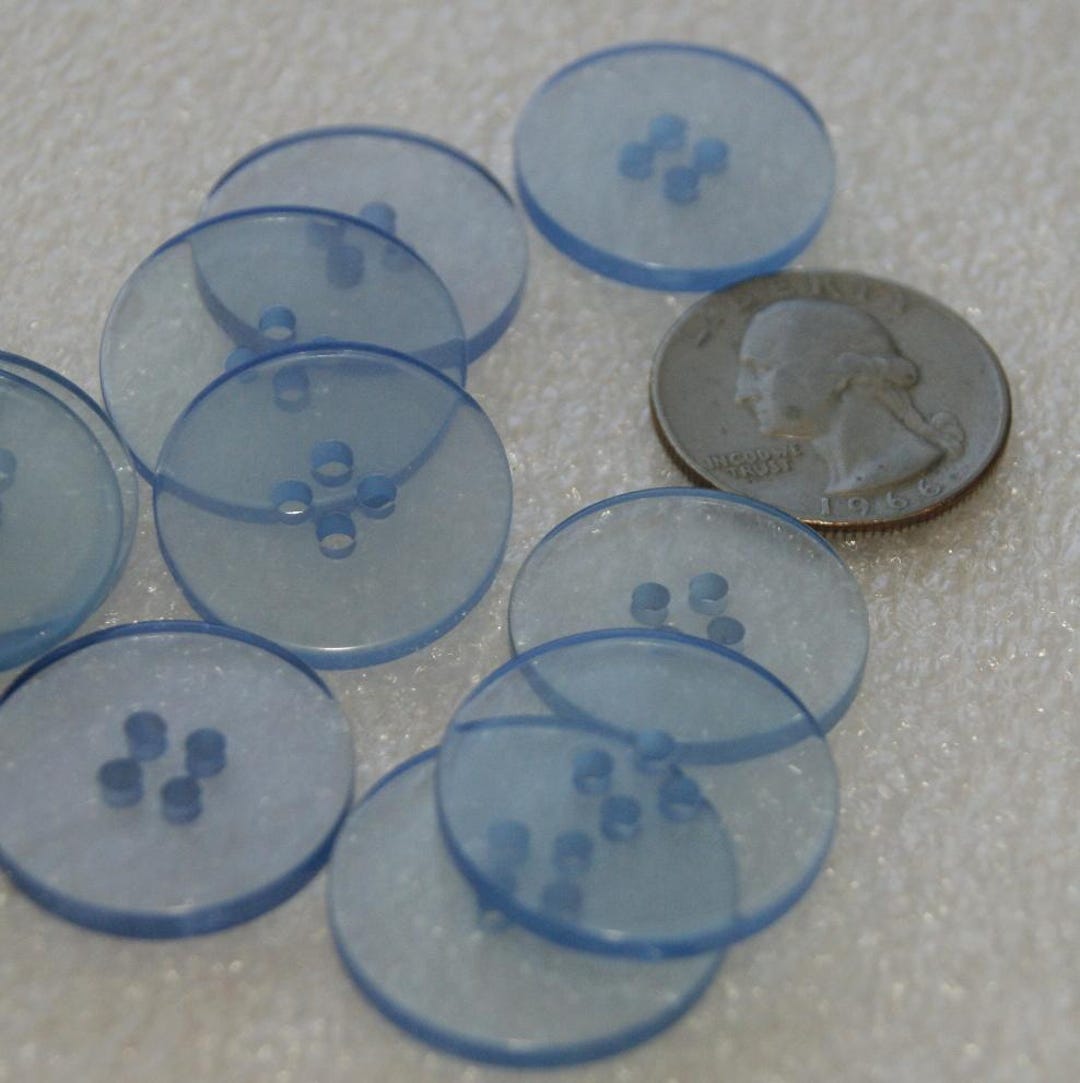 12 Blue Buttons, 7/8" Clear Buttons, Sewing, Crafting, Jewelry (AH 165 ...