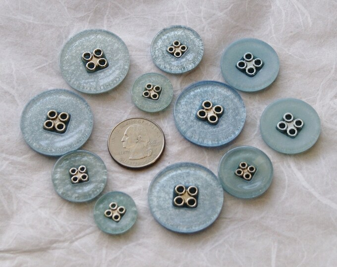 11 Blue Buttons Shimmer Shades of Blue, 4 Hole Sewing Buttons (SB 459 ...