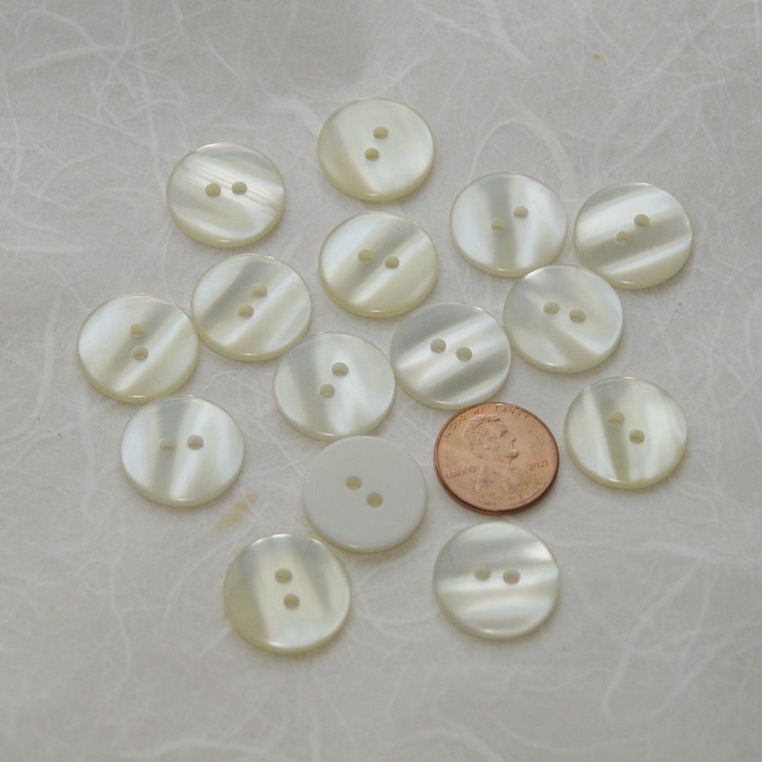 15 White Buttons 3/4", Pearled, 2 Hole, Faux MOP Shiny Buttons (SB 234 ...