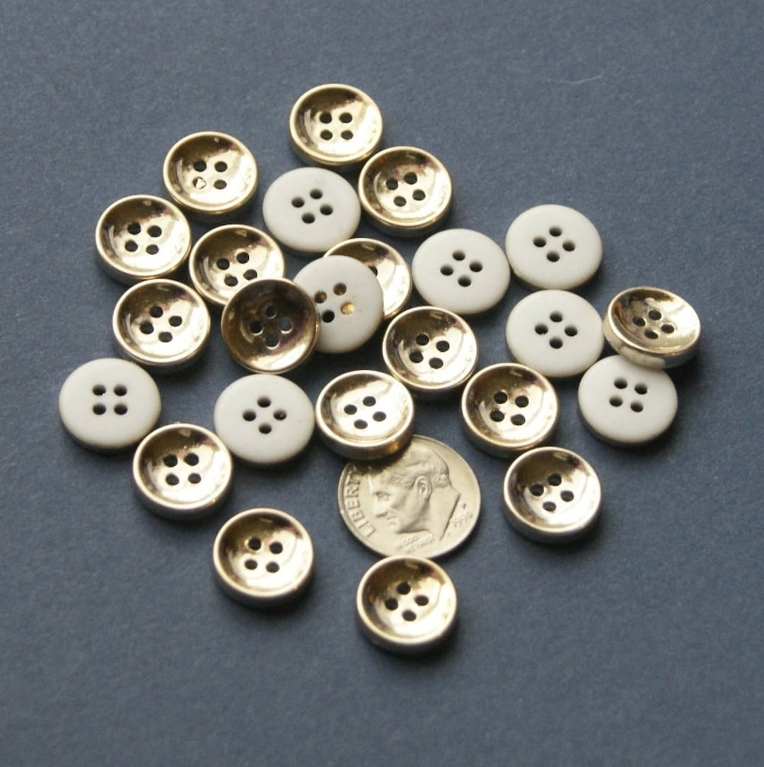 24 Buttons, 1/2" Shiny Gold Buttons 4 Hole Matching Buttons, Sewing ...