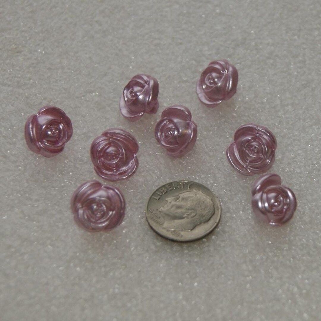 8 Pink Buttons, 1/2" Light Pink Petit Roses Matching Buttons, Shank ...