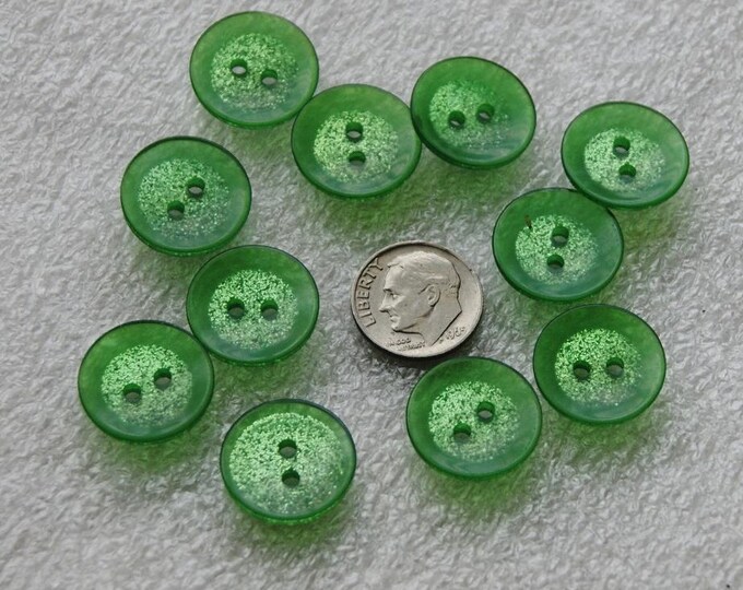 18 Glittering Green Buttons, Glitter Sparkle Button 5/8" Matching ...