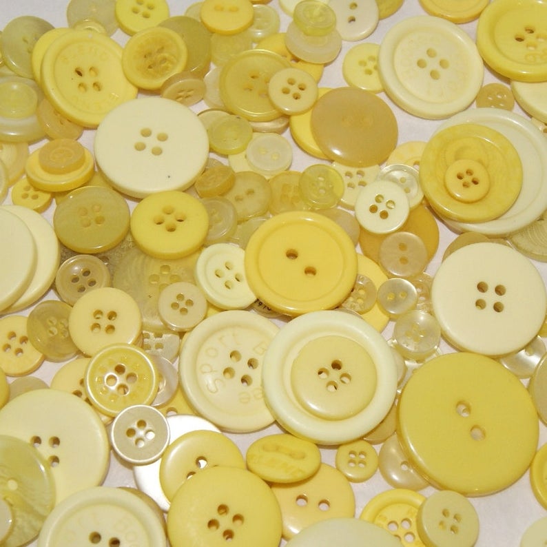 100 Yellow Buttons Mixed Yellows Assorted Sizes Sewing | Etsy
