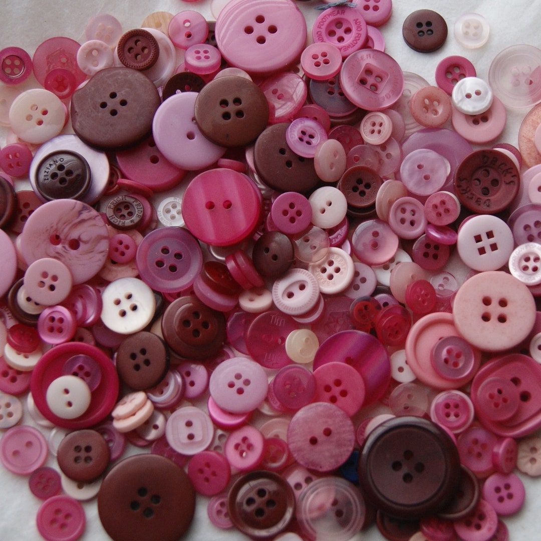 50 Buttons Pink Buttons, Berry Blend Button Mix, Shades of Pink ...